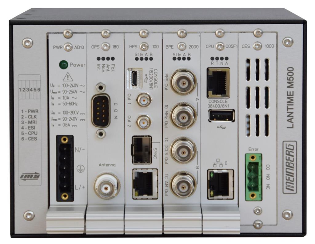 Meinberg LANTIME M500 DIN-mount Modular chassis. LCD and Error relay ...