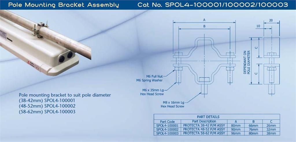 Chalmit Pole mounting bracket 58/62 diam For PRGE Protecta (2 stk ...